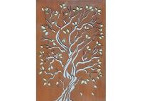 China Corten Steel Garden Ornaments Oak Tree Design , Laser Cut Fence Panels for sale