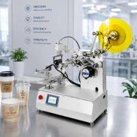 China Conical Glass Plastic Cup Semi Automatic Label Applicator Machine Labeler ODM for sale