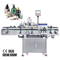 China Oil Wine Juice Flat Bottle Labeling Equipment Automatic Sticker Applicator 700W for sale