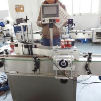 China Oil Wine Juice Flat Bottle Labeling Equipment Automatic Sticker Applicator 700W for sale