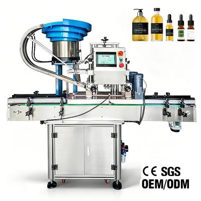 China High Speed Capping Bottles Machine Automatic 4 Wheel Screw Capping Machine With Cap Feeder Bowl for Food and Cosmetic Bottles for sale