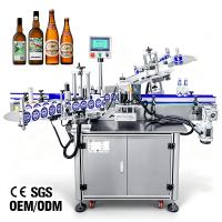 China High Quality Win And Beer Bottle Label Applicator Machine Automatic Double Head Neck And Body Labeling Machine For Round Bottles for sale