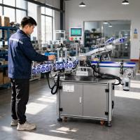 China High Efficiency Double Head Bottle Labeling Machine Automatic Bottle Neck Body Labeling Machine With OEM ODM Services for sale
