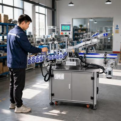 China High Efficiency Double Head Bottle Labeling Machine Automatic Bottle Neck Body Labeling Machine With OEM ODM Services for sale