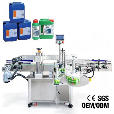 China Automatic Chemicals Bucket Sticker Applicator Machine Cleaning Agents Lubricants Labeling Machine for Bottles Buckets and Cans for sale