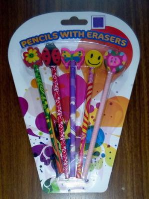 China pencils with erasers set for sale