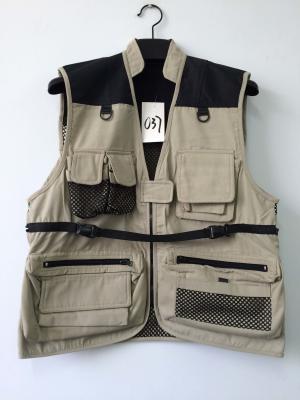 China vest, photography vest, mens vest 037 in T/C 65/35 fabric, offwhite color, fishing vest, casual vest for sale