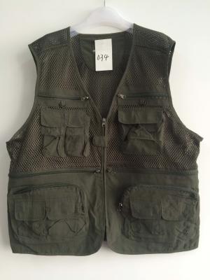 China Fishing vest 034 in taslan fabric, olive green color, water proof, quick dry, S-3XL for sale