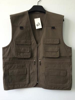 China vest, waistcoat, mens vest, fishing vest, 100% cotton, S-3XL, coffee, brown for sale