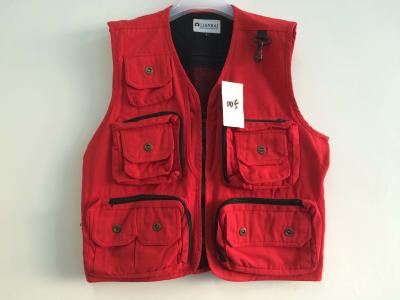 China vest, photography vest, mens vest 005 in T/C 65/35 fabric, red color, fishing vest, casual vest for sale