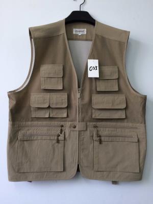 China Fishing vest 035 in taffeta fabric, khaki color, water proof, quick dry function, S-3XL for sale