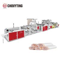 China Overlap Drawstring handle Garbage Bag Roll bag making Machine draw tape trash roll bag machinery for sale