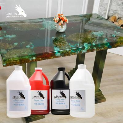 China Epoxy Resin 1:1 Crystal Epoxy Resin Glue Clear Wood Table Top Countertop Coating for sale