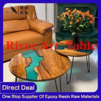 China Solid Wood River Table Epoxy Resin Design No Odor Blush Resistant for sale
