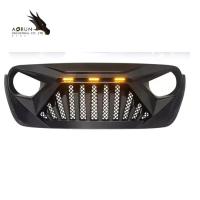 China Car Grille For 2018-2022 Jeep Wrangler JL ABS Shark Grill Front Bumper Grille Glossy Black US Has Stocks for sale
