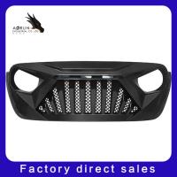 China Car Grille For 2018-2022 Jeep Wrangler JL ABS Shark Grill Front Bumper Grille Glossy Black US Has Stocks for sale