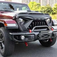 China Car Grille For 2018-2022 Jeep Wrangler JL ABS Shark Grill Front Bumper Grille Glossy Black US Has Stocks for sale