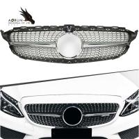 China Car Front Bumper Grille Grill For Mercedes Benz C Class W205 2014-2018 Diamond Style Racing Grills for sale