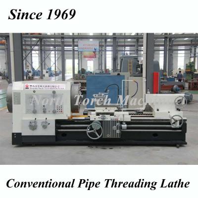 China Flat Bed Pipe Threading Lathe Machine 355mm Spindle Hole for Heavy Duty Threading for sale