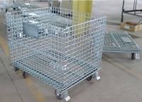 China Square Hole Foldable Welded Wire Mesh Turnover Box For Warehouse / Workshop for sale