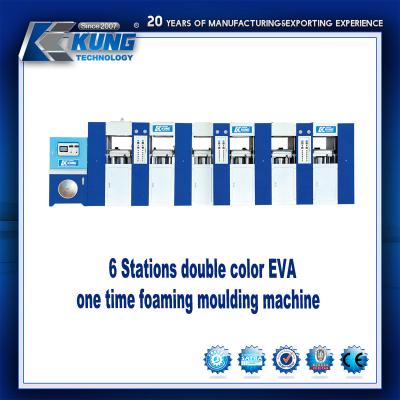 China Six Stations Double Color EVA Foaming Press Machine with Siemens PLC Control and Automatic Injection System for sale