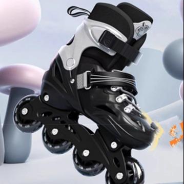 China Black 4-Wheel Multi-Scene Skating Shoes with PVC Outsole - Sizes S/M/L Available for sale