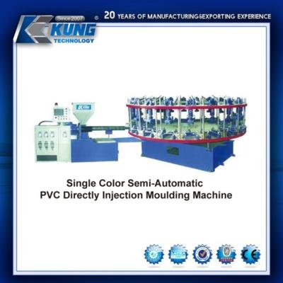 China Semi Automatic PVC Sole Injection Machine 16-20 Stations 120-200 Pairs/Hour Output 65mm Screw Diameter for sale