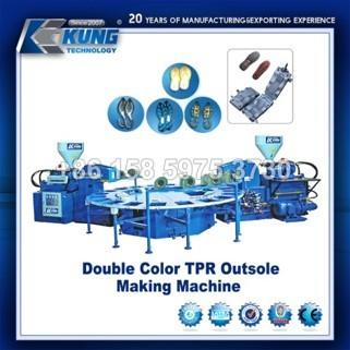 China CE PLC Rubber Shoe Making Machine 150T Clamping Force 6 Station Double Color Injection Equipment for sale