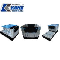 China Folding Turnover Box 600x400x300mm PP Plastic Storage Crate for Shoe Factory for sale
