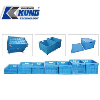 China Folding Turnover Box 600x400x300mm PP Plastic Storage Crate for Shoe Factory for sale