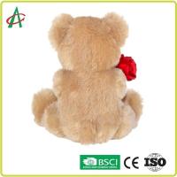 China 9.45 Inches Plush Teddy Bear holding rose with soft tan fur CE certificate for sale