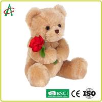 China 9.45 Inches Plush Teddy Bear holding rose with soft tan fur CE certificate for sale