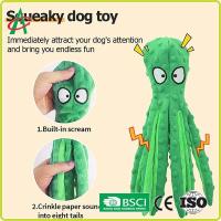 China Custom Octopus Durable Indestructible Plush Dog Toys With Squeakers for sale