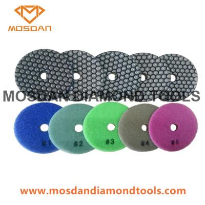 China 4 Inch 5 Steps Shine Light Dry Polishing Pads for Marble Granite for sale