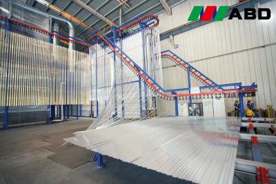 China Vertical Powder Coating Line for Aluminum Profiles - 1000T to 2000T Monthly Output in 20m×53m Space for sale