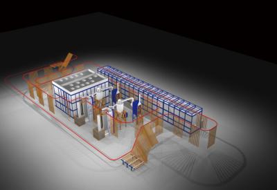 China PLC Controlled Automated Powder Coating Line for Heating Radiators - 295m Chain, 200kg Capacity, 99.5% Powder Recovery for sale
