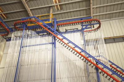 China Vertical Powder Coating Line 220V 380V 50Hz Automatic Gun System for Aluminum Profiles Customized for sale