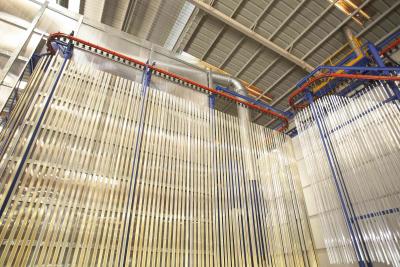 China 220V Vertical Powder Coating Line 7000mm Aluminum Profile Automatic Gun System Customized for sale