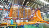 China Vertical Powder Coating Line for Aluminum Profiles 7m Length 1.2m/min Conveyor Speed for sale