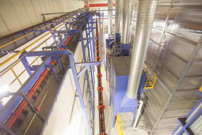 China Vertical Powder Coating Line for Aluminum Profile 380V 50Hz SUS Metal Spray Booth for sale