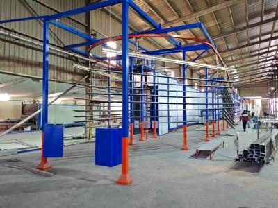 China Horizontal Powder Coating Line for Aluminum Profiles - 400m²/T Surface Area, 1.2m/min Adjustable Speed, 670 Tons Monthly Capacity for sale