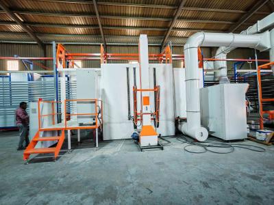 China Horizontal Powder Coating Line for Aluminum Profiles - 400m²/T Surface Area, 1.2m/min Conveyor Speed, 670 Tons Monthly Capacity for sale