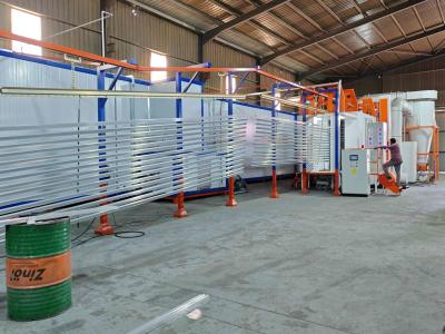 China Horizontal Powder Coating Line for Aluminum Profiles - 95% Recycle Rate, 480pcs/hr Capacity, 400m²/T Surface Area for sale