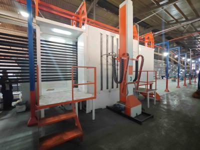 China Horizontal Powder Coating Line for Aluminum Profiles - 200°C Curing Oven, 400m²/T Surface Area, 1.2m/min Conveyor for sale