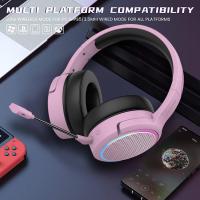 China 2.4ghz Pink Wireless Gaming Headset For PC Cord Length 2.2M Audio Jack USB for sale