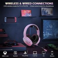 China 2.4ghz Pink Wireless Gaming Headset For PC Cord Length 2.2M Audio Jack USB for sale