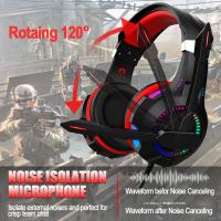 China Wired Noise Cancelling PC Gaming Headset With RGB LED Mic Control Button Free Sample for sale
