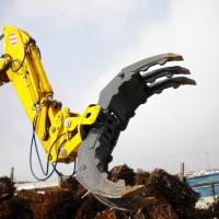 China customizable Double cylinder 360 rotary hydraulic grapple telescopic arm clamp wood grab bucket for excavator for sale