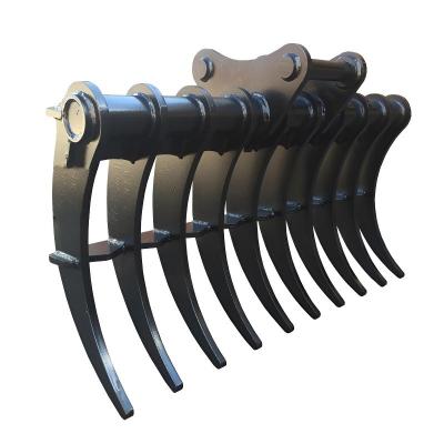 China Custom PC100-6 10 Ton Excavator Rake Bucket Attachment Construction for sale
