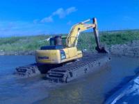 China Customization 20 Ton Amphibious Excavator Pontoons Floating Chassis for Swamp Wetland Soft Terrain Projects for sale